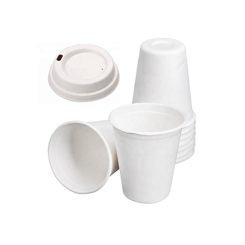 Biodegradable sugarcane cups with Lid for Drinking-Sumkoka